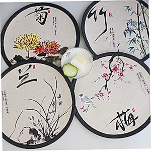 NOLITOY 2pcs Jute Mat Woven Placemats Coasters for Drinks Wedding Decor Desk Mat for Desktop Linen Placemats Dinner Table Mats Coaster for Coffee Cup Cotton and Linen Blend Cotton Cup