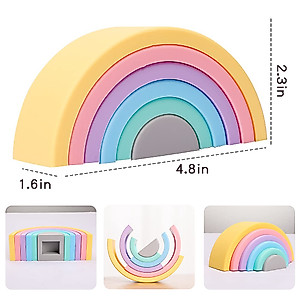 let's make Silicone Stacking Toy 8 Pcs Rainbow Stacker Building Block Set Semicircular Arch Stacking Game Early Education Toy for Babies 3 Years