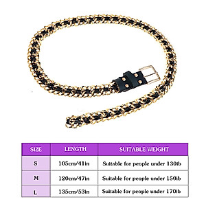 Glamorstar Gold Metal Punk Belts Leather Chain Waist Belt for Women Dresses Gold Black 120CM/47.2IN
