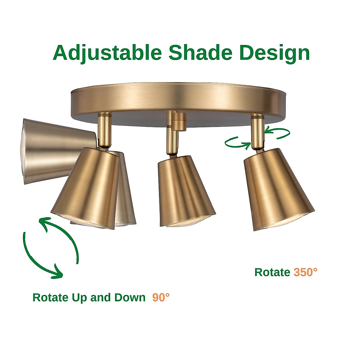 CRAFTRONOS 3 Light Track Lighting Kit, Matt Brass Finish Canopy with Moden Flush Mount Ceiling Spotlight for Kitchen,Dining,Living Room,Home Improvement