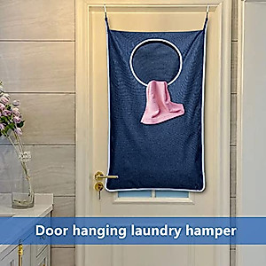 KEEPJOY XL Hanging Laundry Hamper Bag, Hanging Hamper with 2 Strong Hooks for Dirty clothes Door Hanging Laundry bag Large Size 36X22 inch (Blue-1Pack)