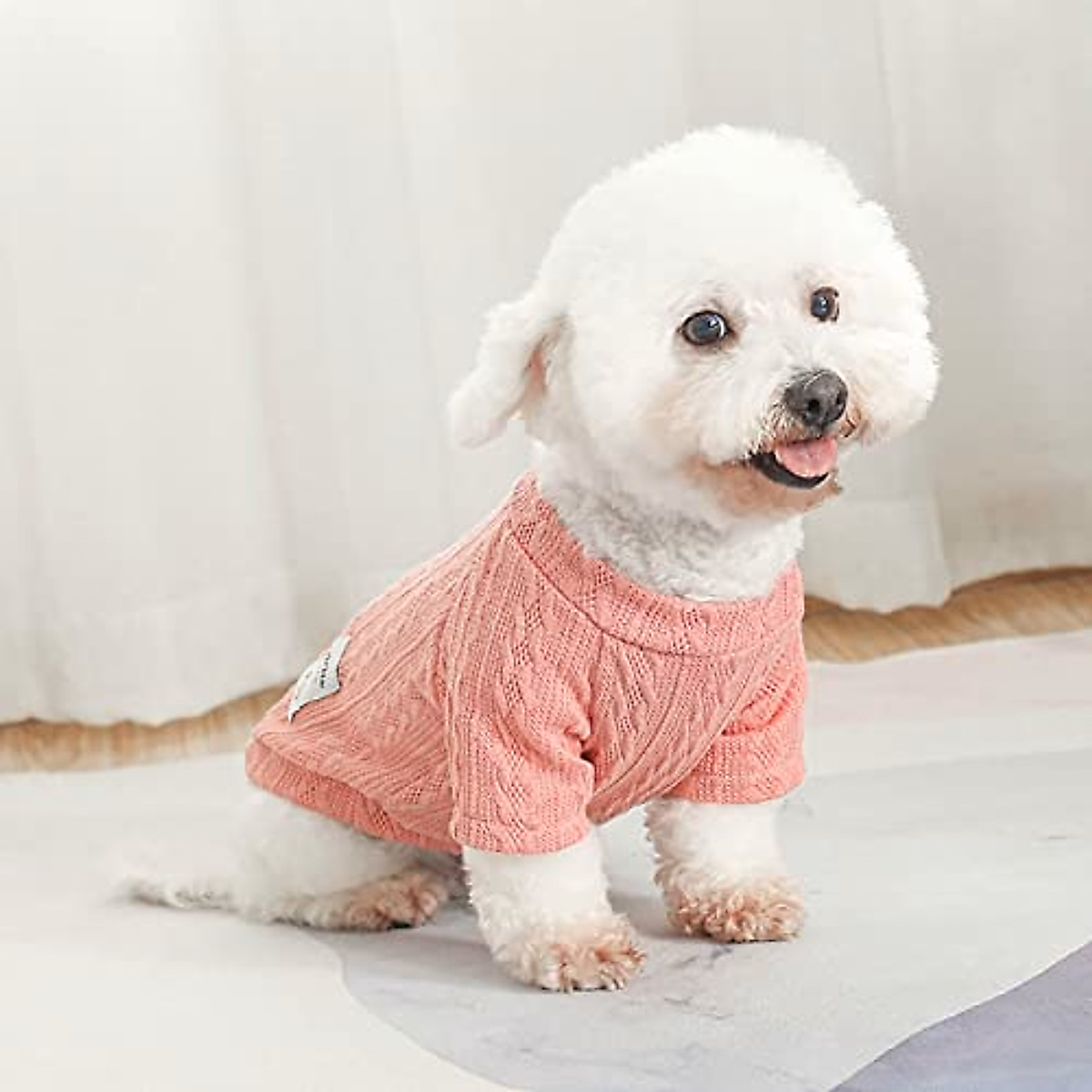 D-GROEE Dog Sweater, Twist Weave Elastic Cuffs Soft Comfortable Two-Legged Pet Dog Sweater Clothes for Outdoor, Pullover Knitwear Puppy Cat Sweater, Pet Costume for Small Cats and Dogs Red XS