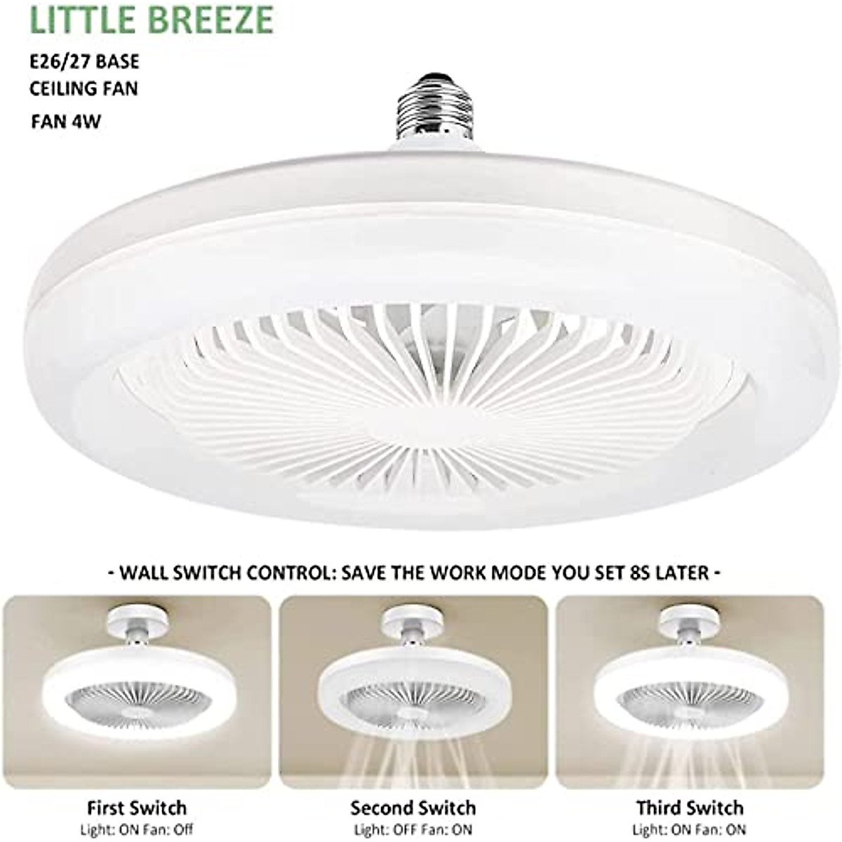 shyliey Low Profile Ceiling Fan Light with Remote Control 2-in-1 Multifunctional Round Modern Dimmable Electric E27 Ceiling Fan Kit with Lights for Home Bedrooms Kitchen Office (Yellow)