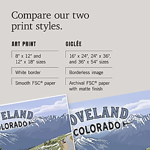 Lantern Press Loveland, Colorado, Trail Ridge and Hikers (12x18 Art Print, Travel Poster Wall Decor)