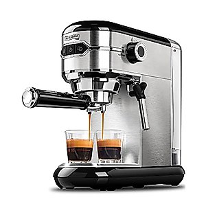 MICHELANGELO Stainless Steel Espresso Coffee Machine with Milk Frother, Small Coffee Maker for Home, 15 Bar - Cappuccino, Latte