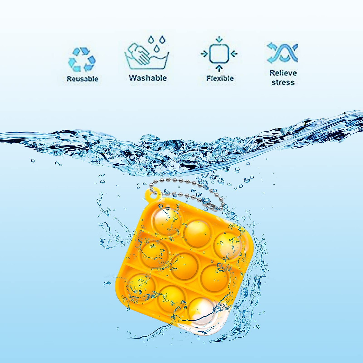 40Pcs Pop PushKeychain Fidget Toys, Pop Toys Hand Playset,Fidget Toys Sets with Keychain Office Desk Toy for Kids Adults