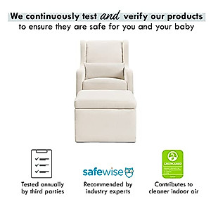 Carter's by DaVinci Adrian Swivel Glider with Storage Ottoman in Performance Cream Linen, Water Repellent and Stain Resistant, Greenguard Gold & CertiPUR-US Certified