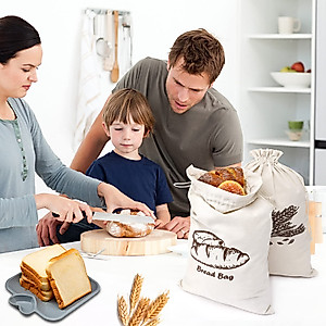 Augshy Bread Bag, 2 Pieces Linen Bread Bags for Homemade Bread Container, 17.5 ×11.5 Inches Unbleached & Reusable Bread Storage, Natural Large Storage for Artisan Bread