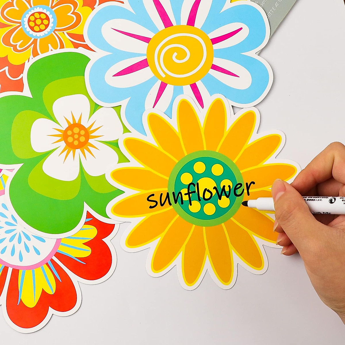 EABETOO 45 Pcs Flower Cutouts for Classroom Bulletin Board Back to School Spring Summer Back To School Party Decorations