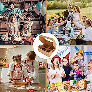 QTLCOHD 100Pcs Cupcake Boxes 4 Count Cupcake Containers 6x6x3 Inch Brown Cupcake Box Bulk for Cupcakes Muffins Cookies Pastries