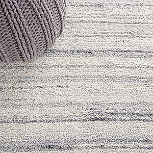 Safavieh Casablanca Collection Area Rug - 6' x 9', Grey & Ivory, Handmade Stripe Wool 0.8-inch Thick, Ideal for High Traffic Areas in Living Room, Bedroom (CSB792H)