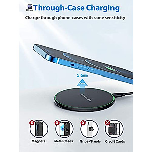 Wireless Charger for Samsung Galaxy S22/S22+/S21/S21+/S20/S20+/S10/S10+/S9/S8/S7/S6/Note 20/Note 10, Fast Wireless Charging Pad with 6.6ft 3.2 USB C Cable, Black. (No AC Adapter)…
