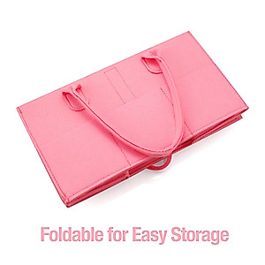 PandaEar Baby Diaper Caddy Organizer, Portable Diaper Holder Organizer Nursery Storage Basket for Wipes & baby stuff, Collapsible Baby Organizer with Divided Design (Pink)