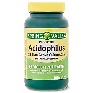 Boost Your Gut Health with Spring Valley Probiotic Acidophilus Supplement - 100 Capsules for a Healthy Digestive System. Includes Luall Fridge Magnetic