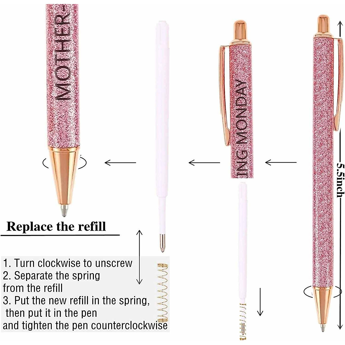 Tusztus 7-Pack Funny Word Daily Funny Pens, Funny Seven Days of The Week Pens, Describing the mentality, Sarcastic Ballpoint Pens, Creative Gift for Colleague Co-Worker