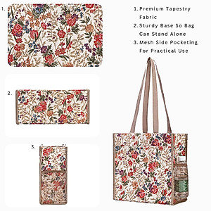 Signare Tapestry Shoulder Bag Shopping Bag for Women withFlower Meadow Design
