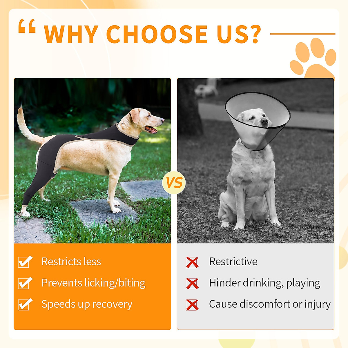 Furtent Dog Sleeve to Prevent Licking for Rear Leg, Professional Dog Recovery Clothing - Provides Wound Protections, Prevents Pet Wounds from Licking and Biting, Alternative to Cone Collars, L