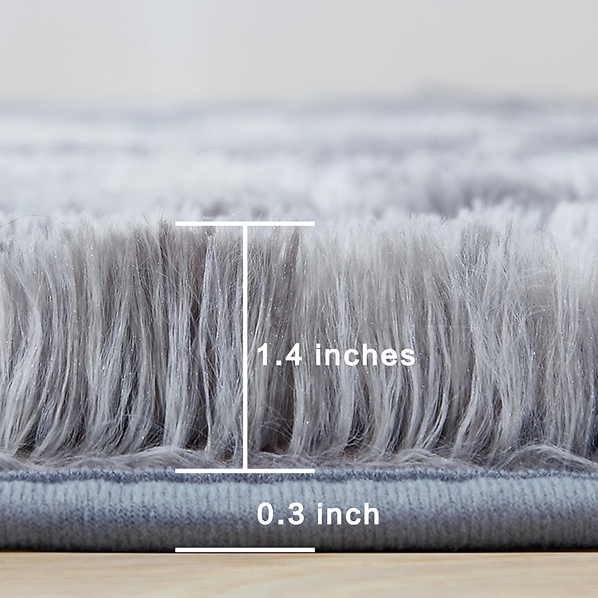 Andency 6x9 Shag Area Rug for Living Room, Tie-Dyed Light Grey Soft Fuzzy Plush Indoor Carpets for Bedroom, Non Skid Fluffy Faux Fur Rug for Nursery Kids Boys Girls Room