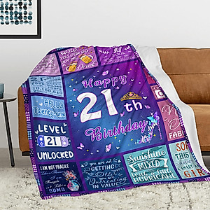 21st Birthday Gifts for Her, Women 21st birthday gifts Blanket 60"x50", 21st Bday Gift Ideas, Happy 21 Year Old Birthday Gifts, Gifts for 21 Year Old Female Bestie Sister, 21st Birthday Decorations