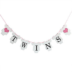 INNORU(TM) It is Twins Banner -Baby Shower, Gender Reveal, Baby Girl's 1st 2nd 3rd Birthday Banner Party Decorations