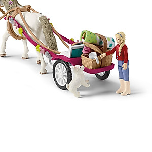 Schleich Horse Club, Horse Toys for Girls and Boys, Carriage Ride with Picnic Horse Set with Horse Toy, 32 Pieces