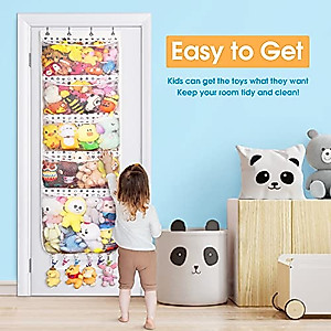 FENTEC 2 Pack Over the Door Shoe Organizers Hanging Shoe Organizer, Stuffed Animal Storage Over Door Stuffed Animal Organizer
