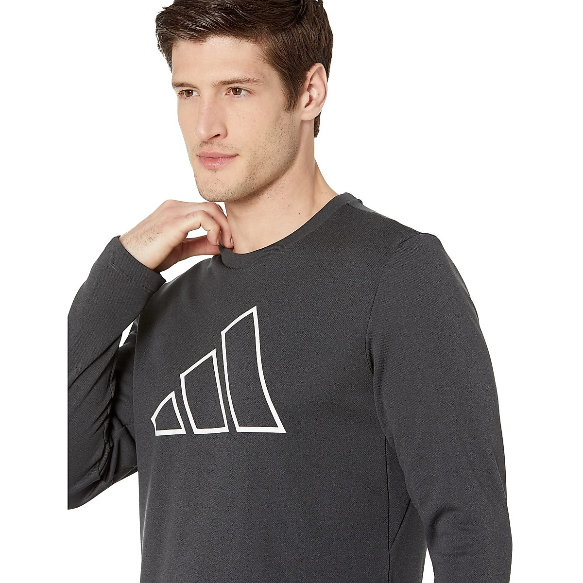 adidas Men's Icon 3 Bar Training Crew, Black, Large