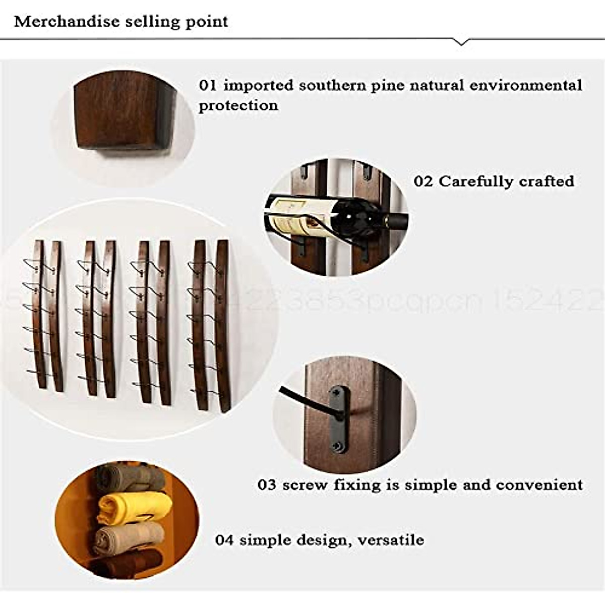 CBYJK Wall Mounted Wine Rack Wooden, Rustic Barrel Stave Wine Rack, Wooden Wine Bottle Holder Rack, Wood Wine Shelf, Imported Pine Wood and Metal - 6 Bottles 40x7.6inch