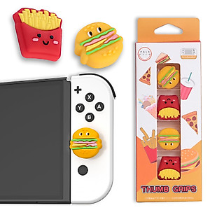 NANANINO Silicone Joycon Thumb Grip Caps, Soft Joystick Cover Caps Compatible with Nintendo Switch/OLED/Switch Lite, 4PCS - Burger and French Fries Styling