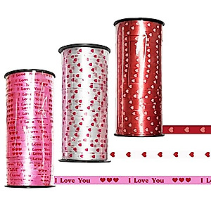 Valentine’s Day Heart Ribbon Decorations – Valentines V-Day Balloon Gift Roll Wrapping Party Supplies