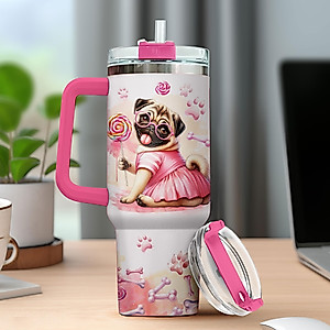 99WHALE Dog Mom Gifts, Quartz Camelia Adults Yellow Women Parade Coffee Handle Simple Hot Cups Worlds Primrose, Funny Pug Dog Nutrition Facts, Tumbler 40 Oz With Handle Lid And Straw