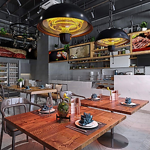 Hanging Patio Heater, 1500W Outdoor/Indoor Electric Patio Heater, Infrared Patio Heater, Ceiling Electric Heater with 3 Heat Options 600W/900W/1500W