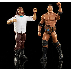 Mattel WWE The Rock vs Mankind Championship Showdown Action Figure 2-Pack with Championship, 6-inch