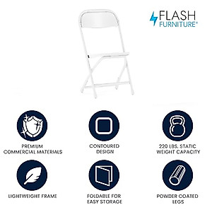 Flash Furniture Kids White Plastic Folding Chair