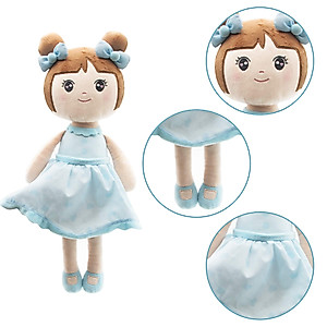 Maxshop 17'' Plush Dolls Baby Girl Toy Gifts Stuffed Doll Super Soft Plush Toy Light Blue with Gift Box (Light-Blue Doll)