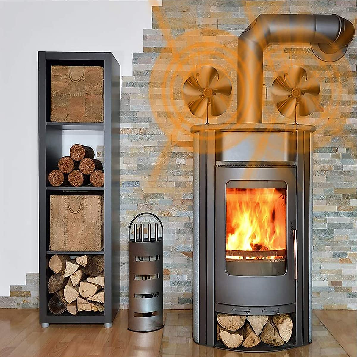 Melelly Fireplace Fan, Heat Powered Wood Stove Fan with 5-Blade for Wood/Log Burner/Fireplace Efficient Heat Distribution Fan