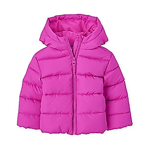 The Children's Place baby girls And Toddler Medium Weight Puffer Jacket, Wind-resistant, Water-resistant Jacket, Enchanted Pink, 4T US