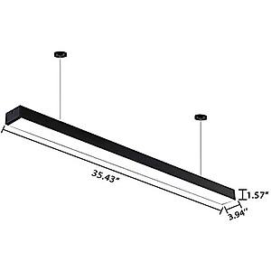 BAYCHEER Modern 35.43inches Linkable LED Office Lighting Fixture Long Strip Lamp Adjustable Hanging Lamp for Office Commercial Area barn Kitchen Garage Basement Black