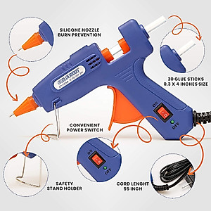 Gluerious Full Size Hot Glue Gun Kit, 60W/100W Dual Temp Glue Gun with 15 Large Hot Glue Sticks for Crafts, DIY, & Industrial Heavy duty.