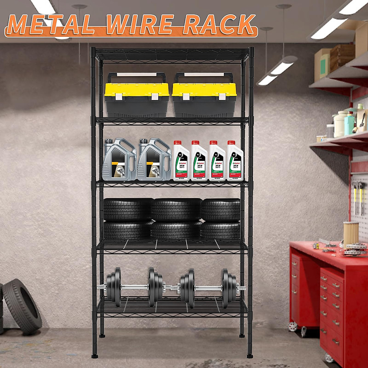 BSTOPHKL Wire Shelving Storage Shelf 5 Tier Wire Shelves Unit, 1500lbs Capacity Adjustable Rolling Metal Racks with Wheels,Metro Shelving Heavy Duty for Kitchen, 30" D x 14" W x 60" H, Black
