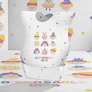 Poksun Baby and Infant Disposable Travel Bibs - Soft, Leakproof, for Toddlers Babies, Feeding, Traveling, (60PCS) Unicorn