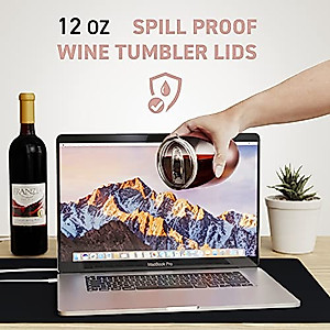 2 Wine Tumbler Lids 12 oz Spill Proof - 2.9 Inch Diameter - No Leak Splash Proof Replacement Silicon Slider Locking Closure, 2 Lids For Tumbler Open Close by C&berg