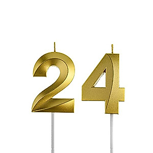 Gold 24th & 42nd Birthday Candles,Gold Number 24 42 Cake Topper for Birthday Decorations Party Decoration