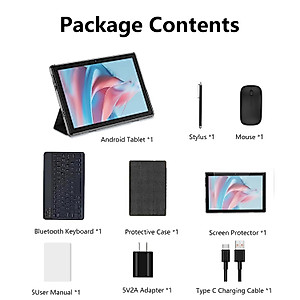 ECOPAD 2023 Android Tablet with Keyboard, Android 13 Tablet 8GB RAM 128GB ROM 1TB Expandable,10" Inch IPS 1280 * 800 Android Tablet with 2.4GHZ WiFi,BT 5.0 (Black)