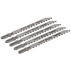 DEWALT DW3762H 4-Inch 10TPI Laminate Down Cutting HSC T-Shank Jig Saw Blade (5-Pack)