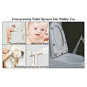 JMSODITI Free-pressing Handheld Bidet Sprayer For Toilet Sprayer Cloth Diaper Sprayer Kit Shattaf Jet Sprayer Attachment With One-Button Switch For Bathing Pet Personal Hygiene Cleaning Car Floor