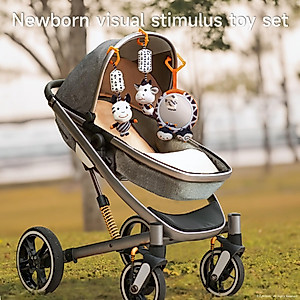 TUMAMA Black and White Baby Toys, High Contrast Baby Tummy Time Toys, Newborn Soft Books Mirror Rattles, Montessori Sensory Toys 0-12 Months, Hanging Infant Toys for Carseat Stroller Play Mat Crib