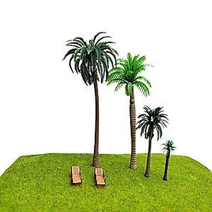 OrgMemory 36pcs Palm Trees, Ho Scale Bushes, Plastic Trees for Projects 1.5-6 inch(3-16 cm), Miniature Trees
