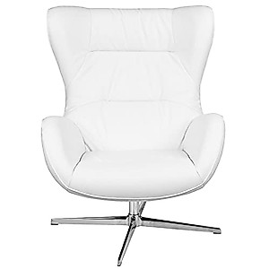 Flash Furniture White LeatherSoft Swivel Wing Chair