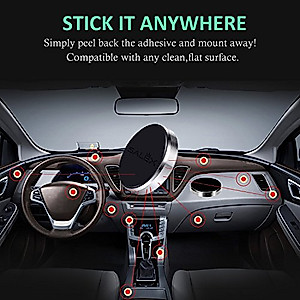 SALEX Magnetic Phone Mount 4 Pack. Black Flat Cell Phone Holder for Car Dashboard, Wall, Truck. Universal Stick on iPad Wall Magnet Mount Kit for Tablets, Smartphones. Magnetic Car Mount for iPhone